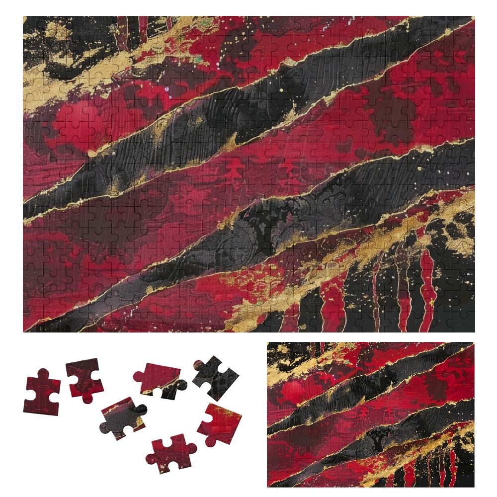 WYYP Red and Gold Pattern Chiharu Shiota Cloisonnism Wooden Puzzles for ...