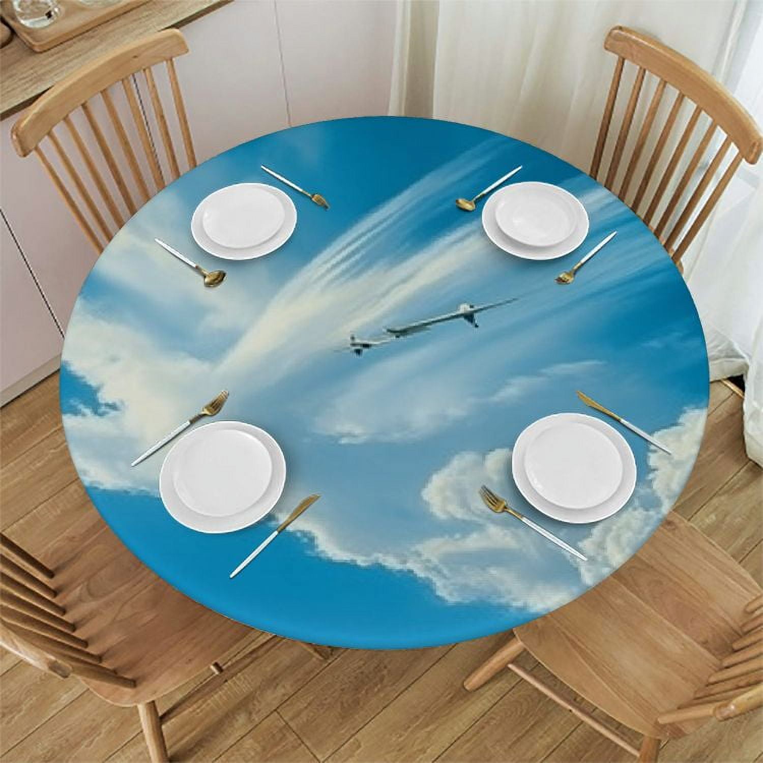 WYYP Round Edge Closing Tablecloth, Apartment Decor Elastic Edged ...