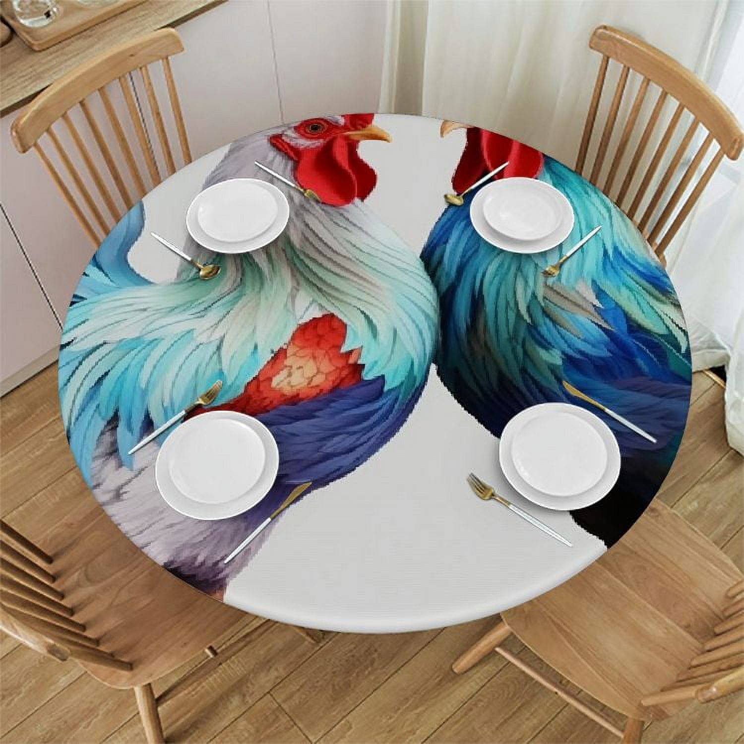 WYYP Round Edge Closing Tablecloth, Chicken Elastic Edged Tablecloth ...