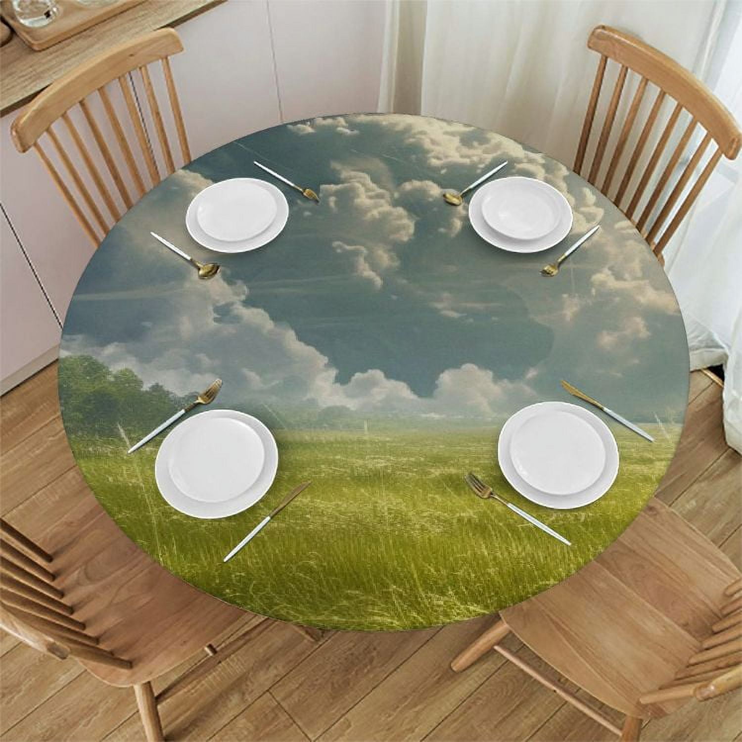 WYYP Round Table Cloth 100% Polyester Fiber Table Cover - Abstract ...