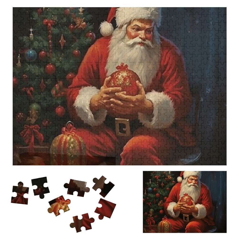 WYYP Santa Claus Christmas Decorations Christmas Tree Wooden Jigsaw ...