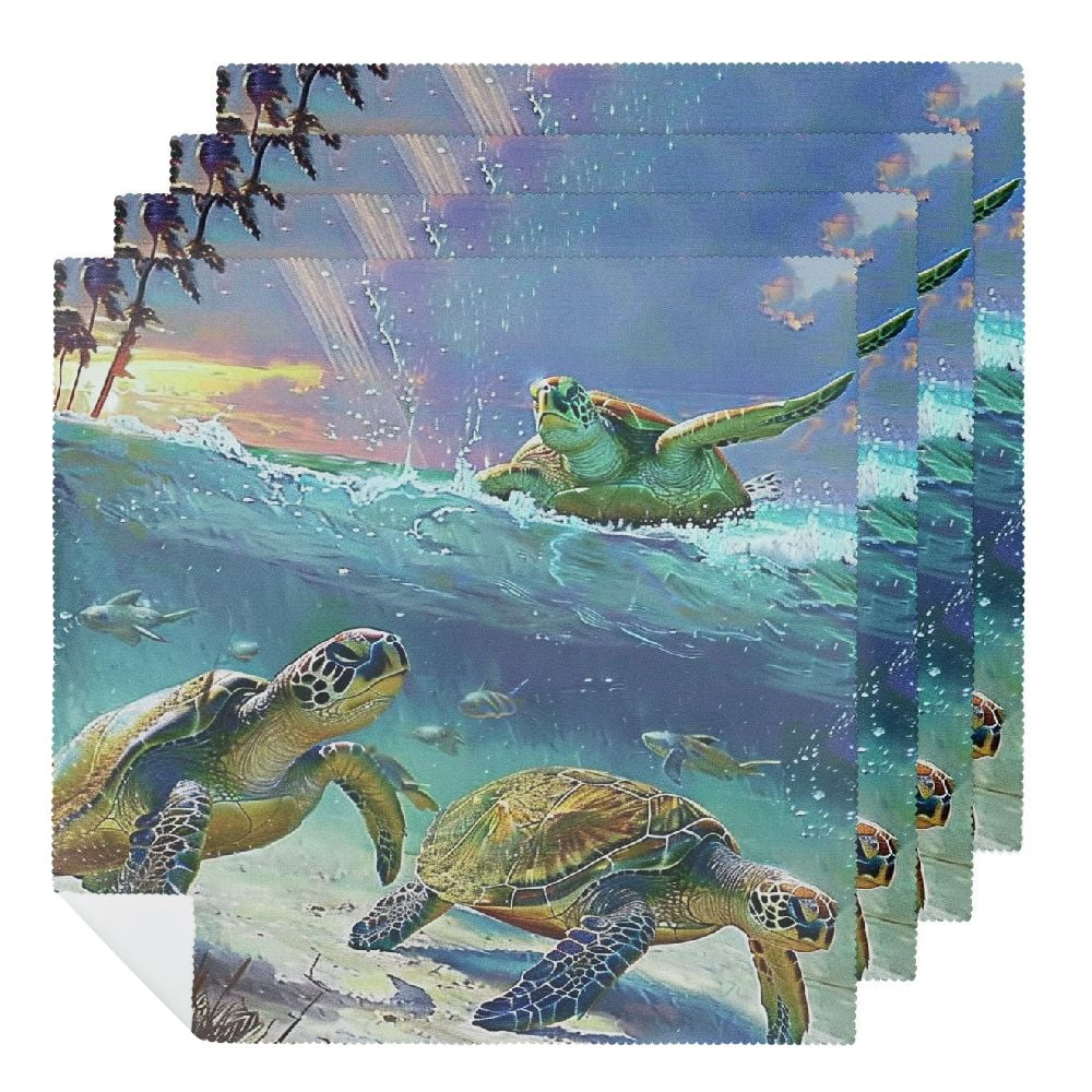 WYYP Sea Turtles Ocean Wildlife Dinner Napkin for Dining Table Kitchen ...
