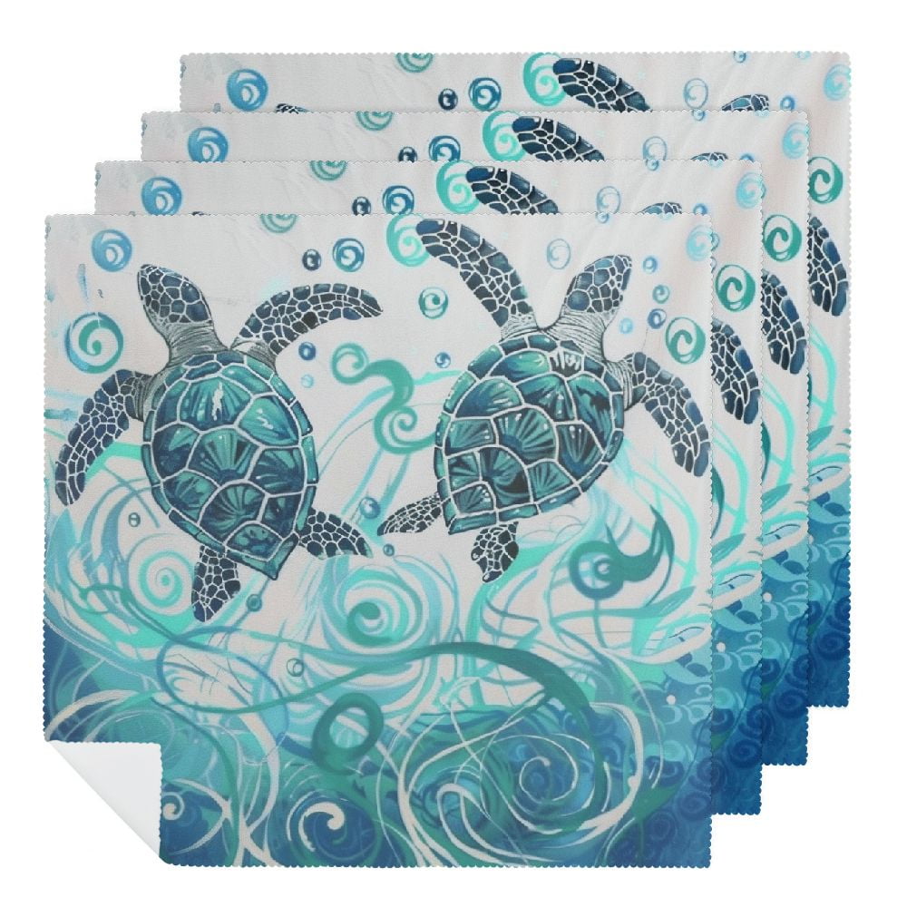 WYYP Sea Turtles Polyester Cloth Napkins for Farmhouse Party Dining ...
