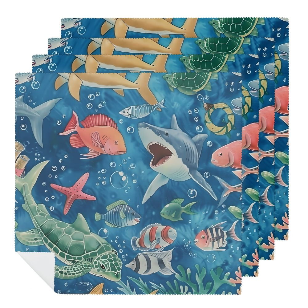WYYP Shark Turtle Fish Dinner Napkin for Dining Table Kitchen Party ...