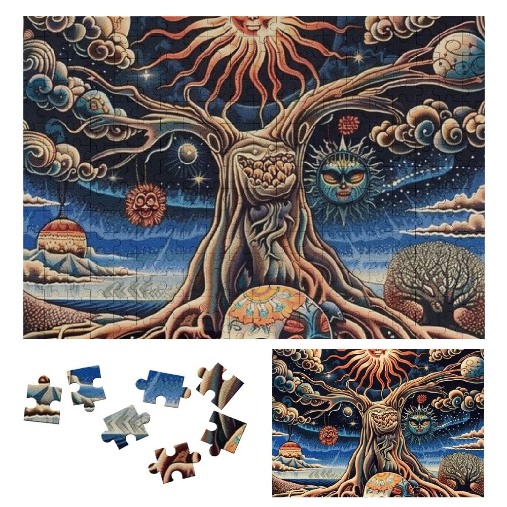 WYYP Skull Sun Psychedelic Wooden Puzzle Challenging Difficult Wood ...