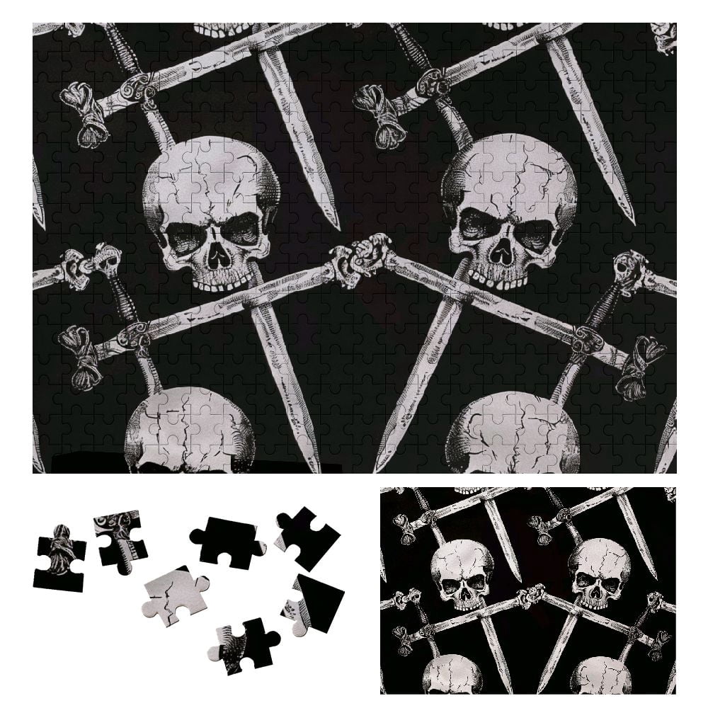 WYYP Skulls Swords Gothic Wooden Jigsaw Puzzle for Adults and Kids Gift ...