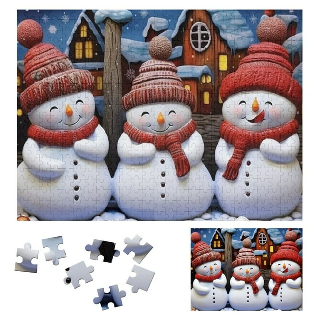 WYYP Snowmen Winter Art Wooden Jigsaw Puzzle Challenging Difficult Wood ...