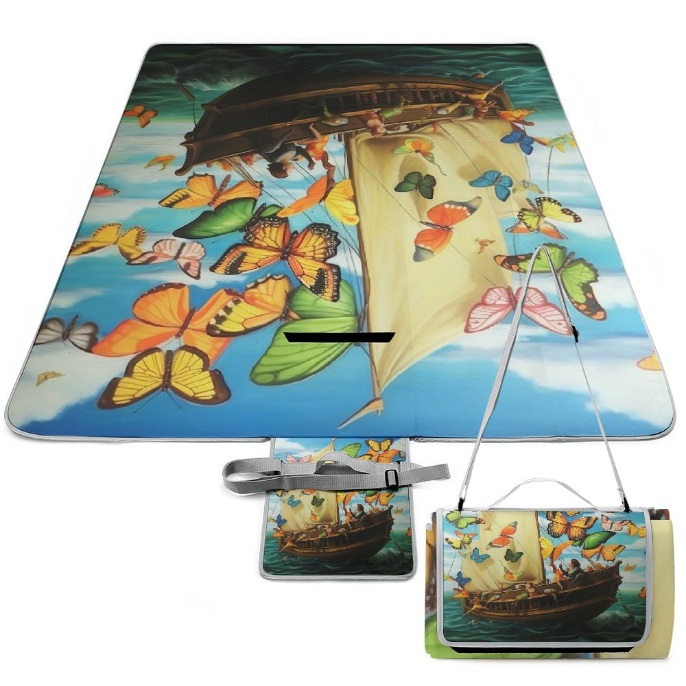 WYYP Stuffed Animals Butterflies Surrealism Waterproof Picnic Blanket ...