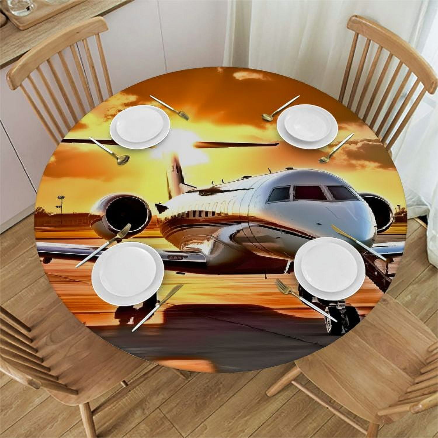 WYYP Sunset Clouds Airplane Round Tablecloth for Picnic Dining Kitchen ...
