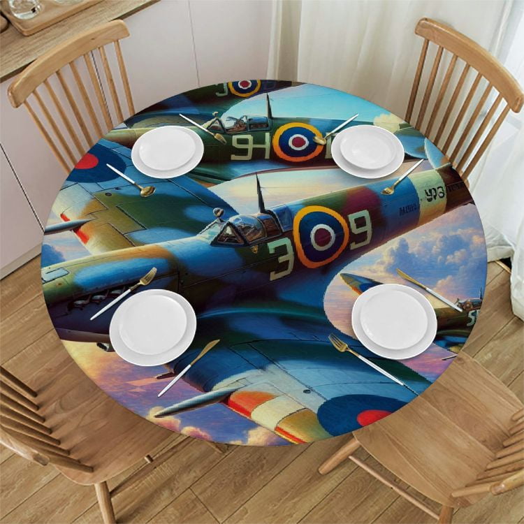 WYYP Supermarine Spitfire Aircraft Round Tablecloth 100% Polyester ...