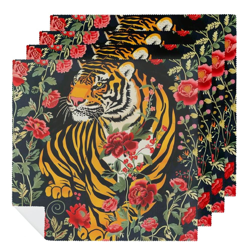 WYYP Tiger, Flowers Cloth Napkins Polyester for Farmhouse Party Dining ...