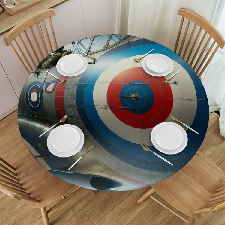 WYYP Vintage Military Aircraft Round Tablecloth for Picnic Dining ...