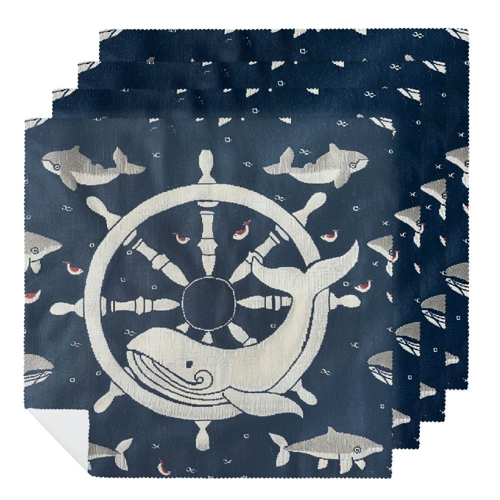 WYYP Whale Ship Wheel Cloth Napkins for Farmhouse Party Dining Table ...