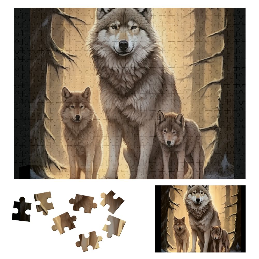WYYP Wolf Cubs Full Moon Wooden Puzzle Game Toy Gift for Family Friends ...