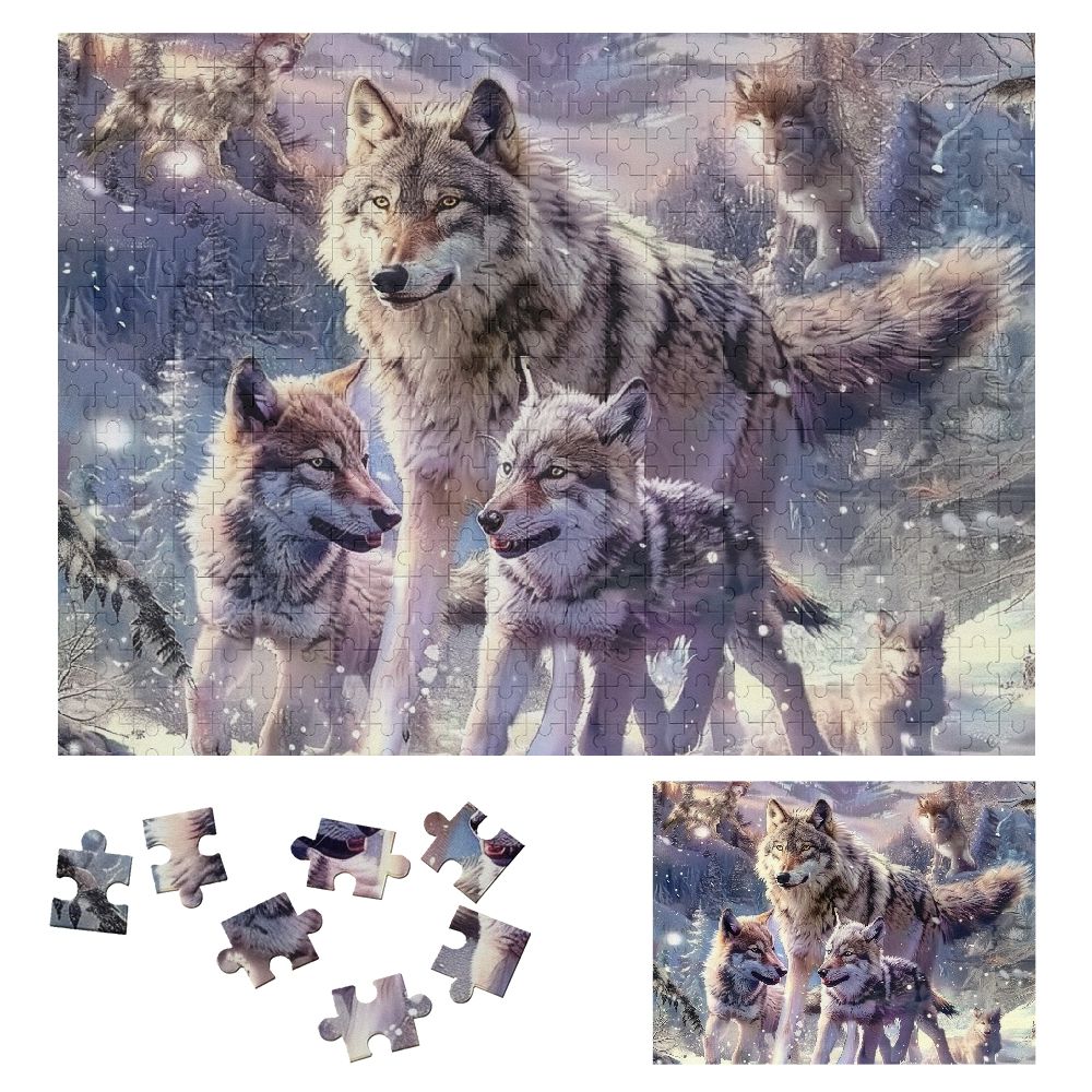 WYYP Wolf Family Snow Wooden Jigsaw Puzzle for Adults and Kids Gift 500 ...