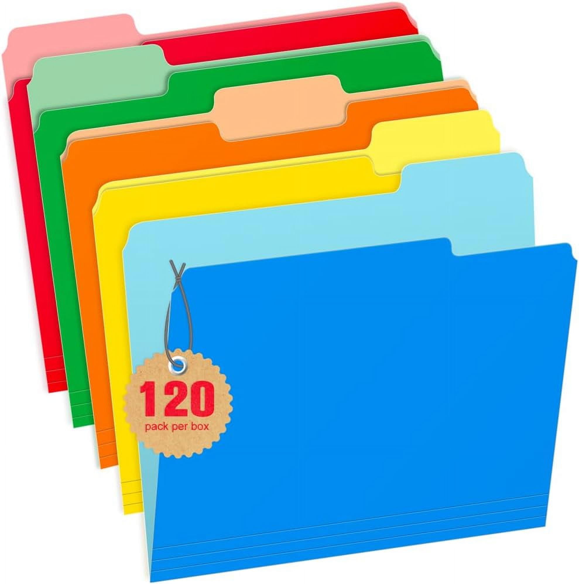 WYZZHY 120 Pack Two Tone Color File Folders Bulk 8.5 x 11 Inch File ...