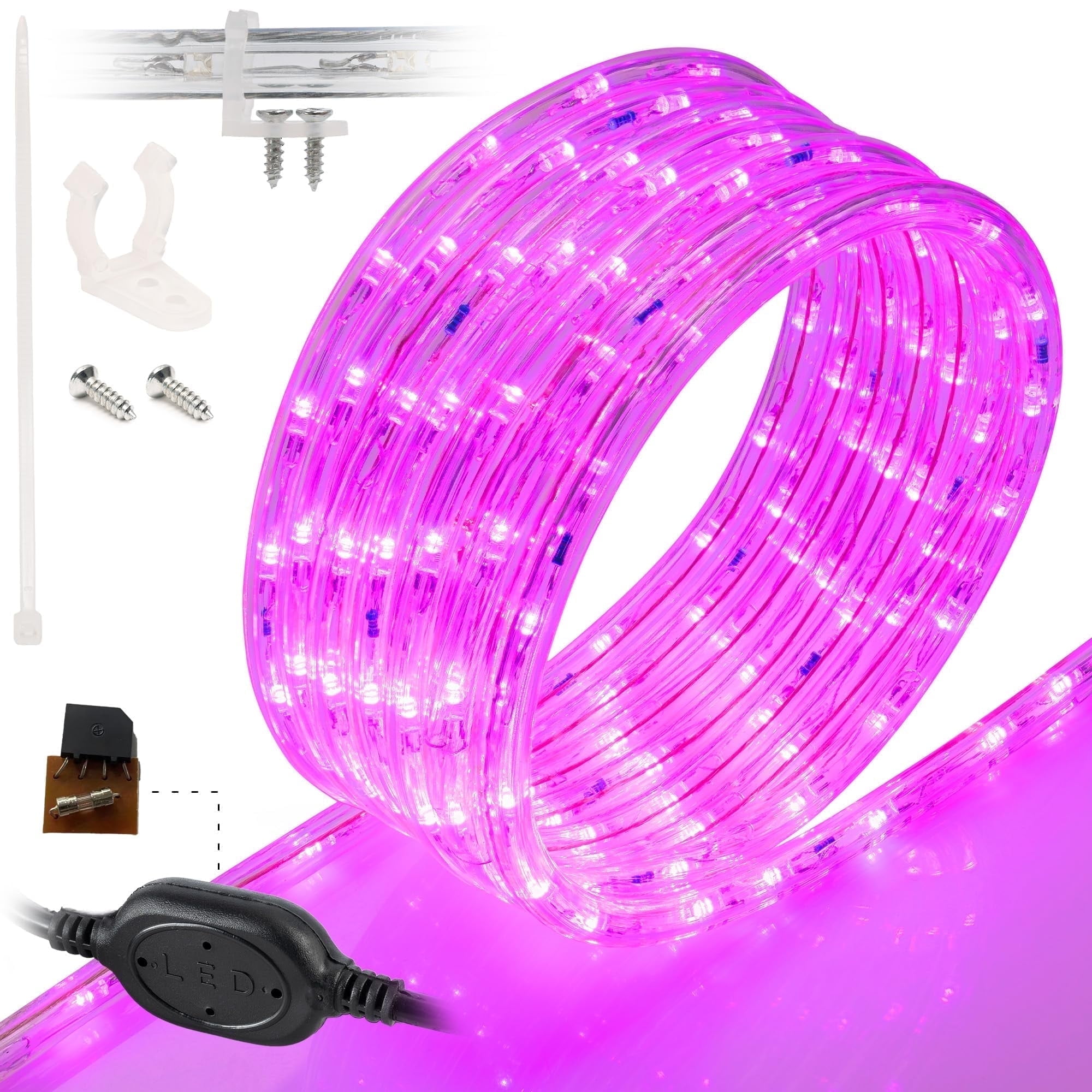 WYZworks 108LEDs, 10ft Pink LED Outside Rope Lights, Outdoor ETL ...