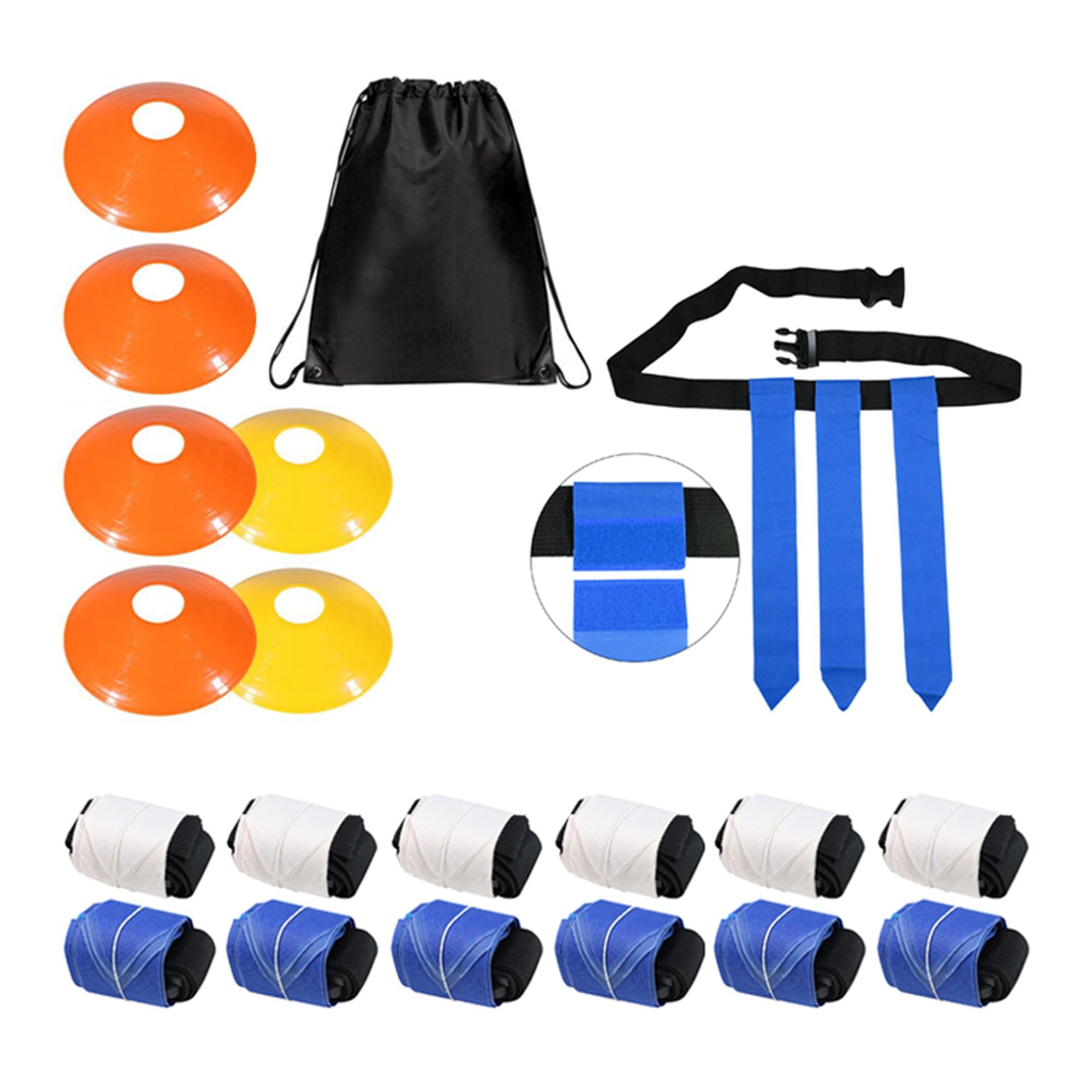 WYZworks 12-Player Flag Football Set w/ 6 Cones & Travel Bag, 3 Flags ...