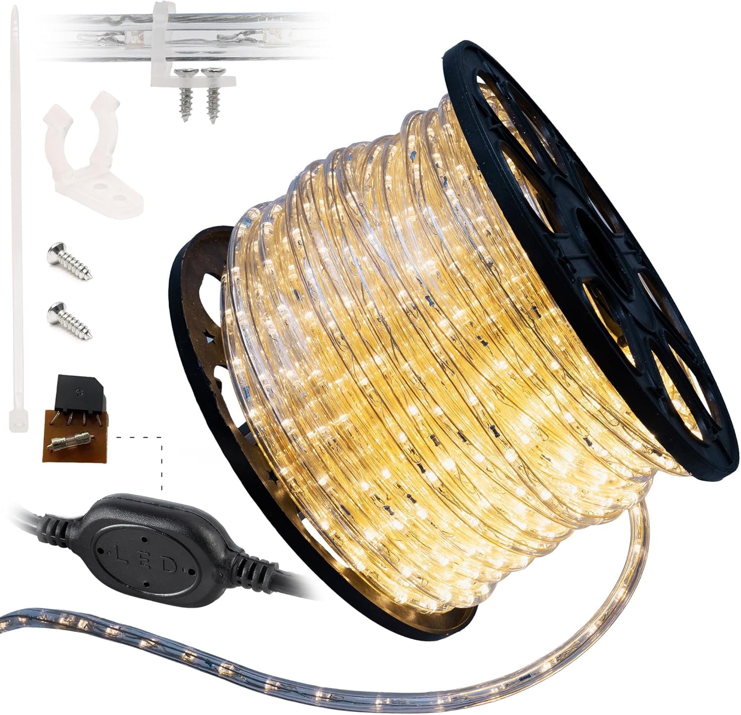 WYZworks 1656LEDs, 150ft LED Warm White Rope Light, Connectable Outdoor ...