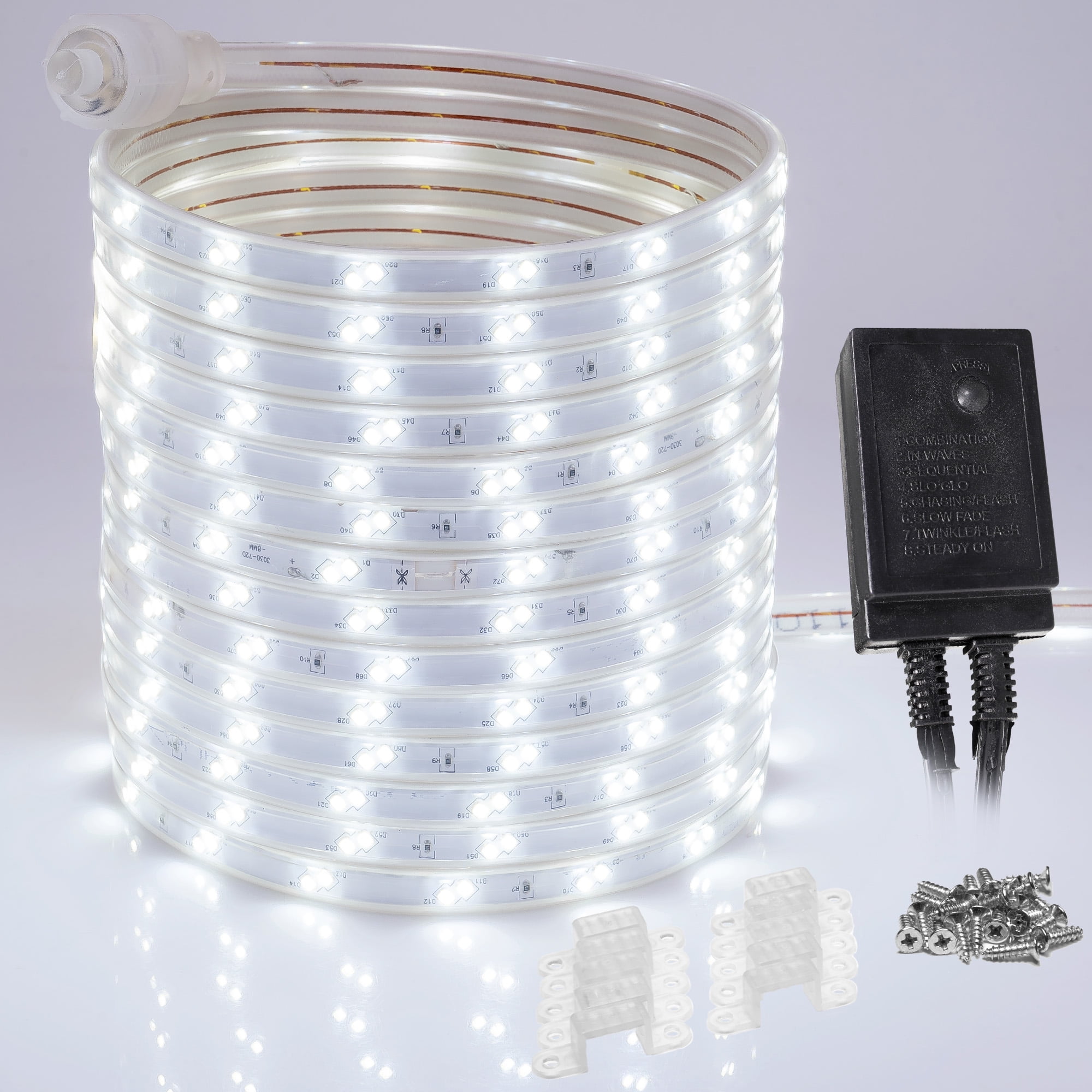 WYZworks 1860LEDs 100ft Cool White 16-Mode Flat LED Outside Strip ...