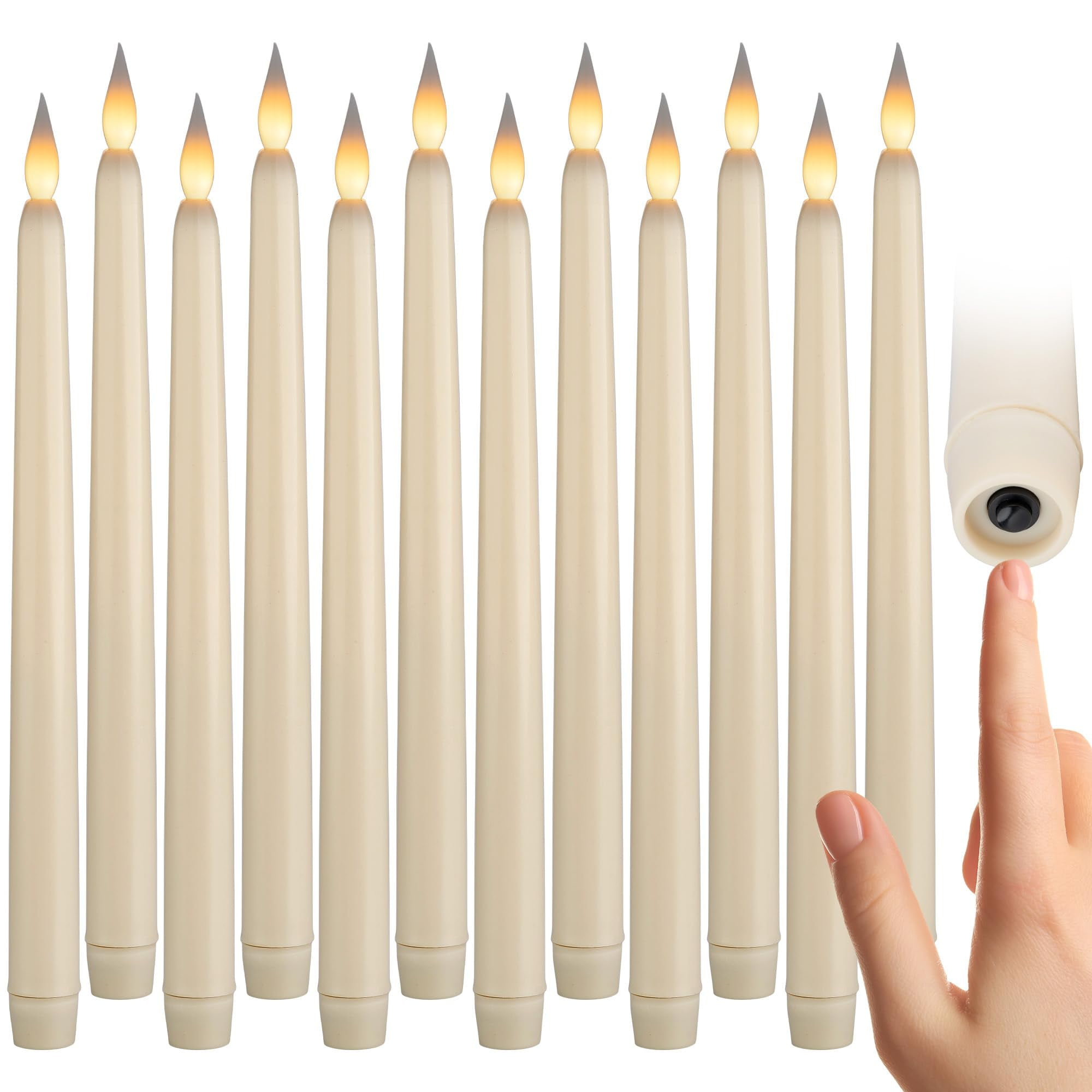 WYZworks 24 Pack, 11" LED Flameless Ivory Taper Flickering Candles ...