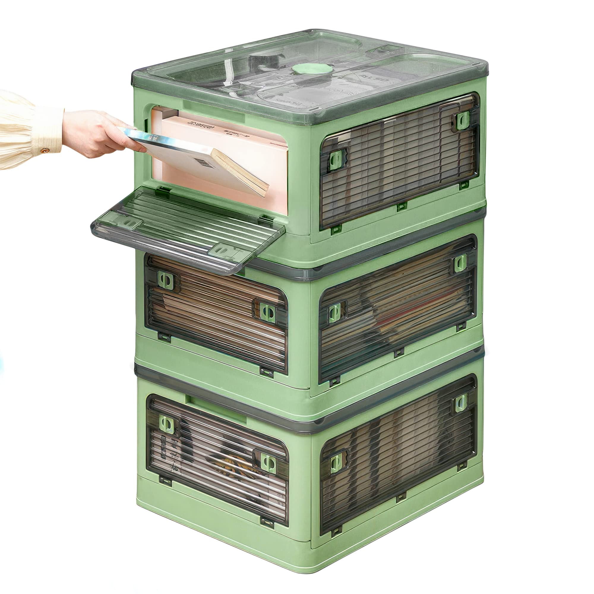 Wyzworks Collapsible Storage Boxes, 5-Side Access, 42L Foldable Plastic ...