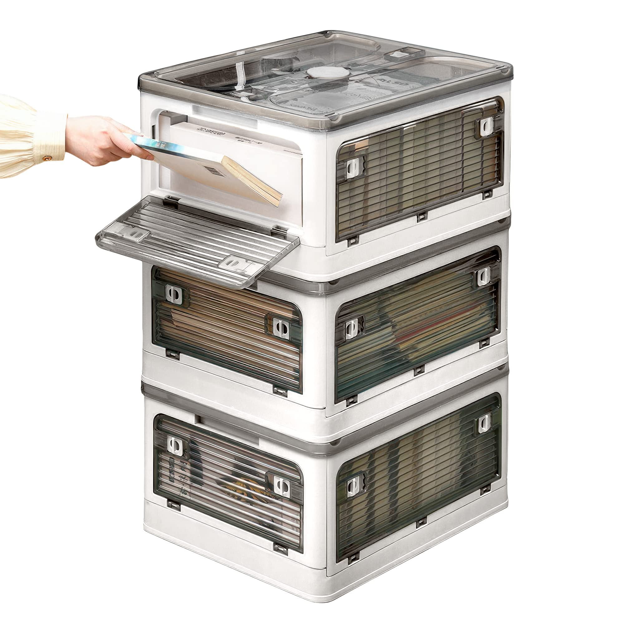 WYZworks 3 Pack Collapsible Storage Boxes with 5 sides Opening ...