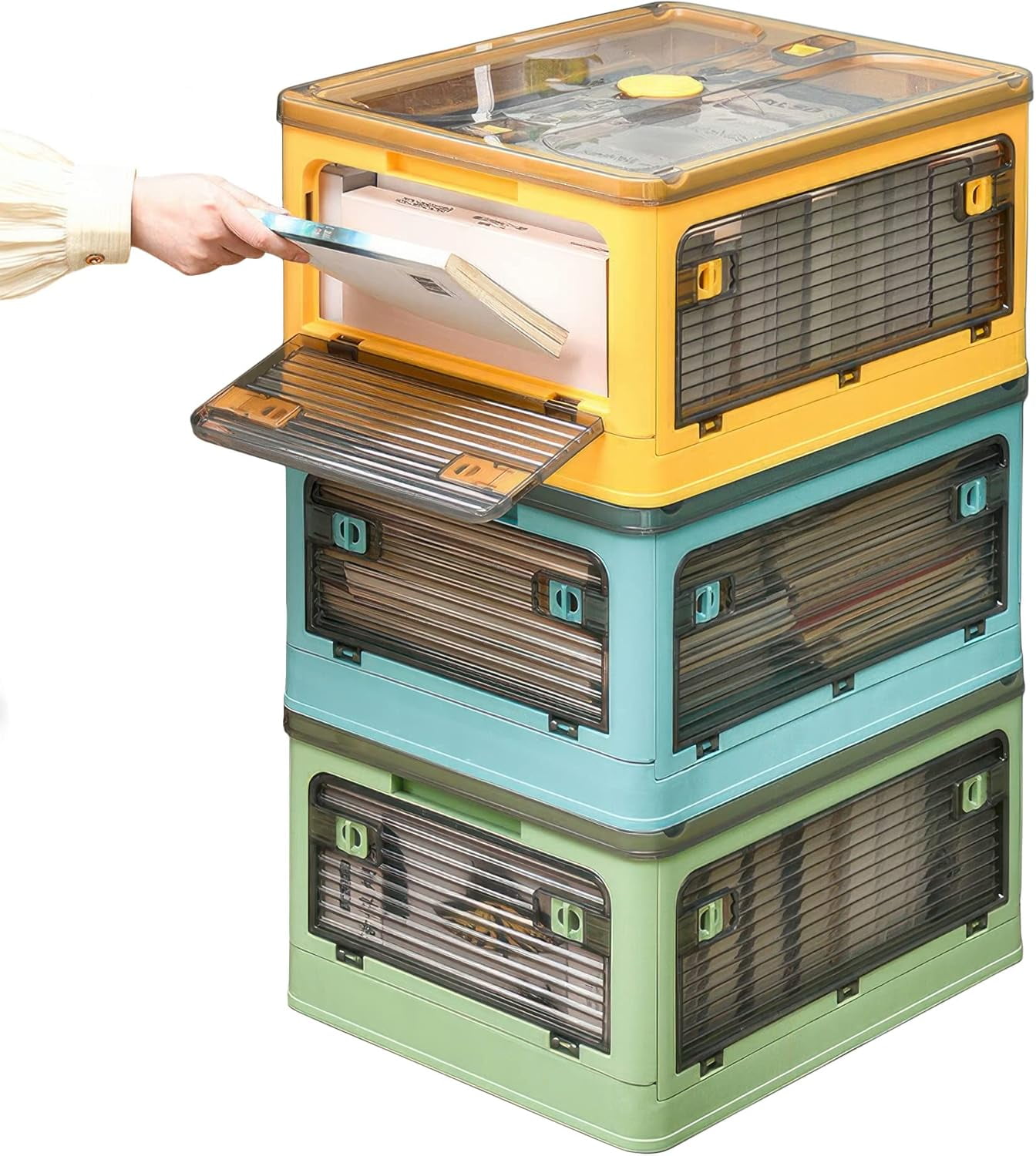 WYZworks 44QT Multi-Colored Transparent 5 Door Large Foldable Stackable ...