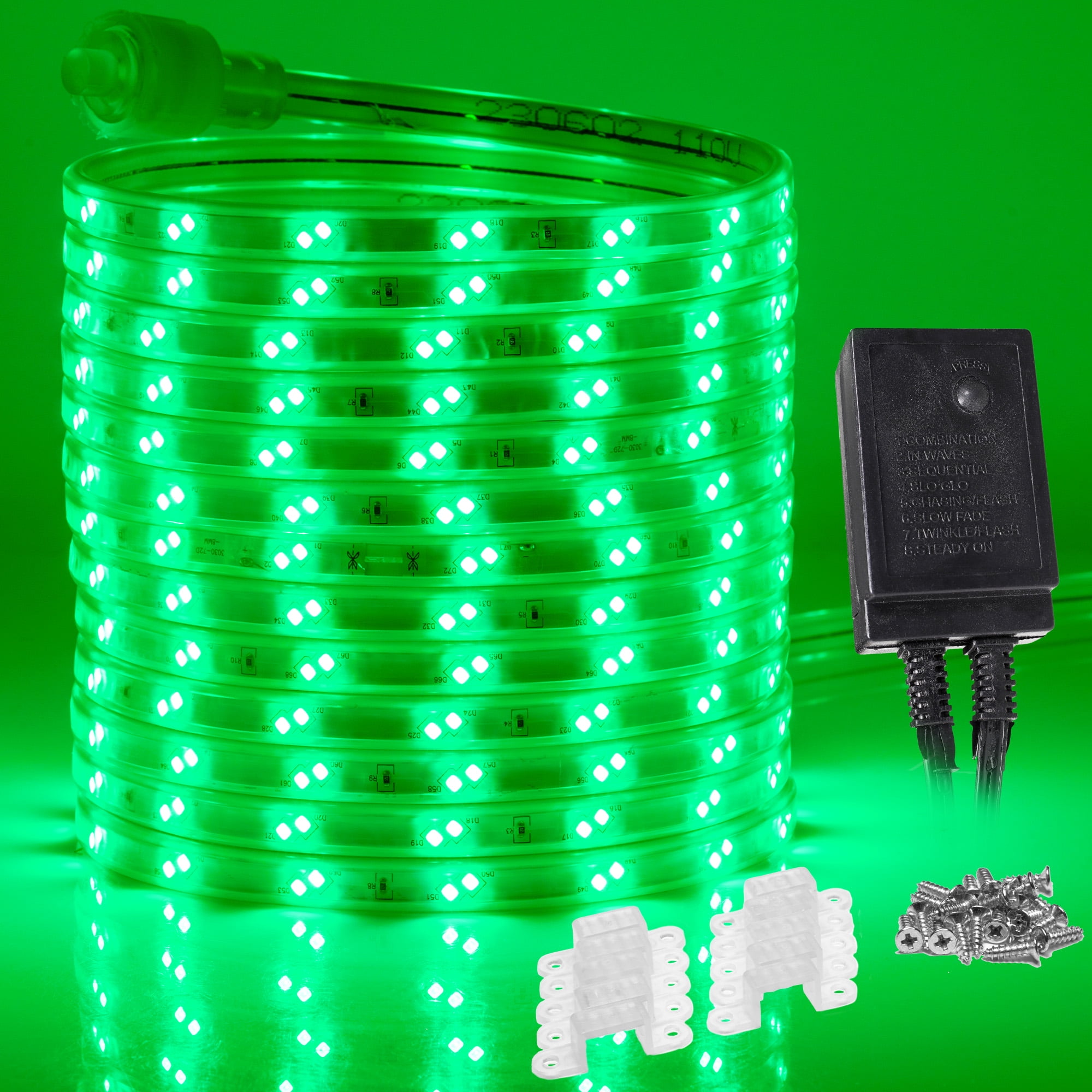 WYZworks 480LEDs, 25ft Green 16-Mode Flat LED Outside Strip Lights, SMD ...