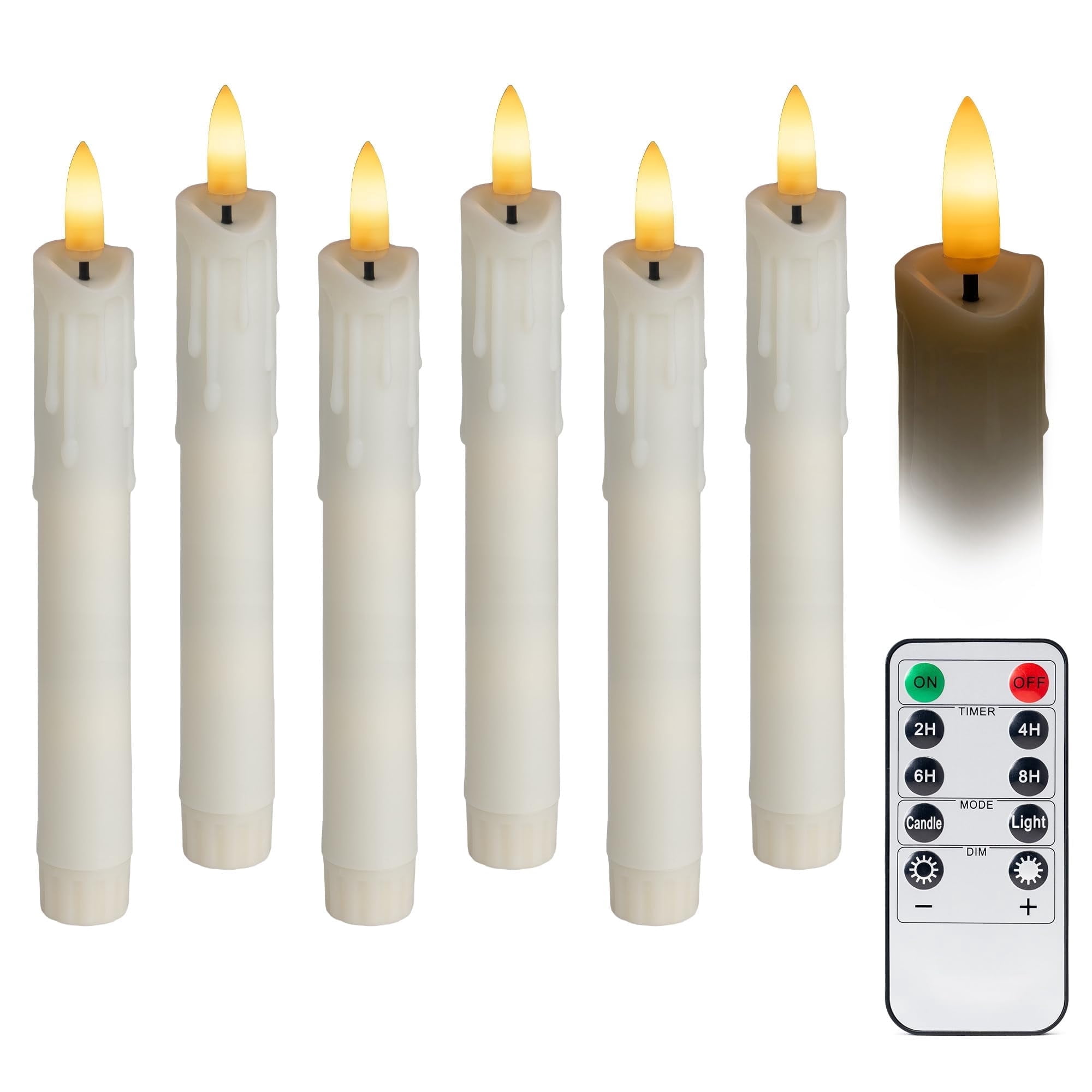 WYZworks 6.7" Short LED Flameless Dripping Wax Taper Candles – Antique ...