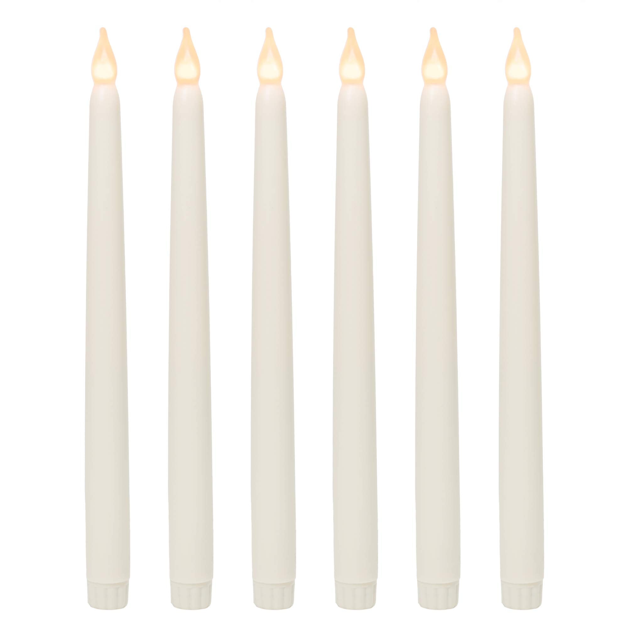 WYZworks 6 Pack, 11" LED Flameless Ivory Real Wax Taper Flickering ...
