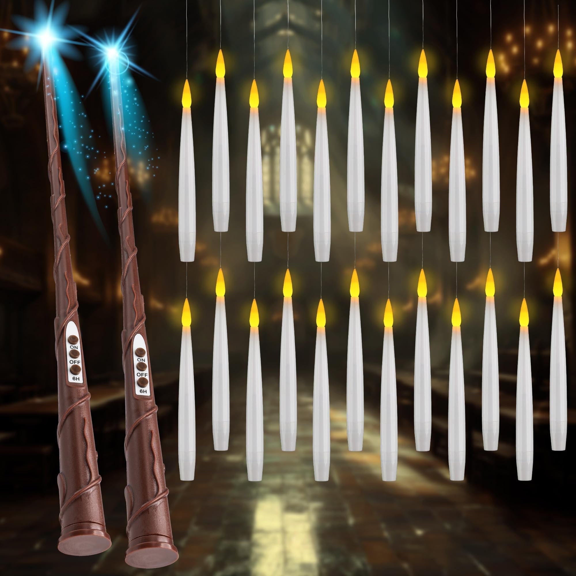 WYZworks Enchanted Floating Candles Set - 24 LED Flickering Lights with ...