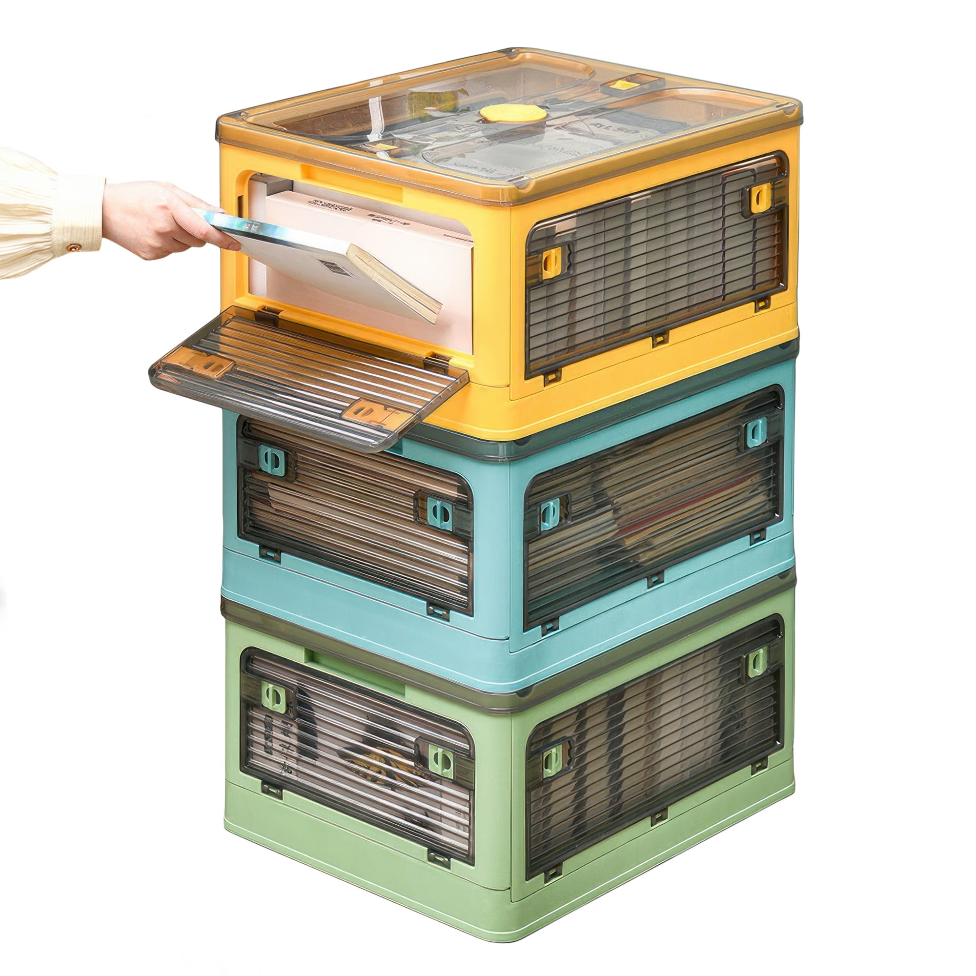 WYZworks Multi-Colored 3 Pack Transparent 5 Door Extra Large 95L ...