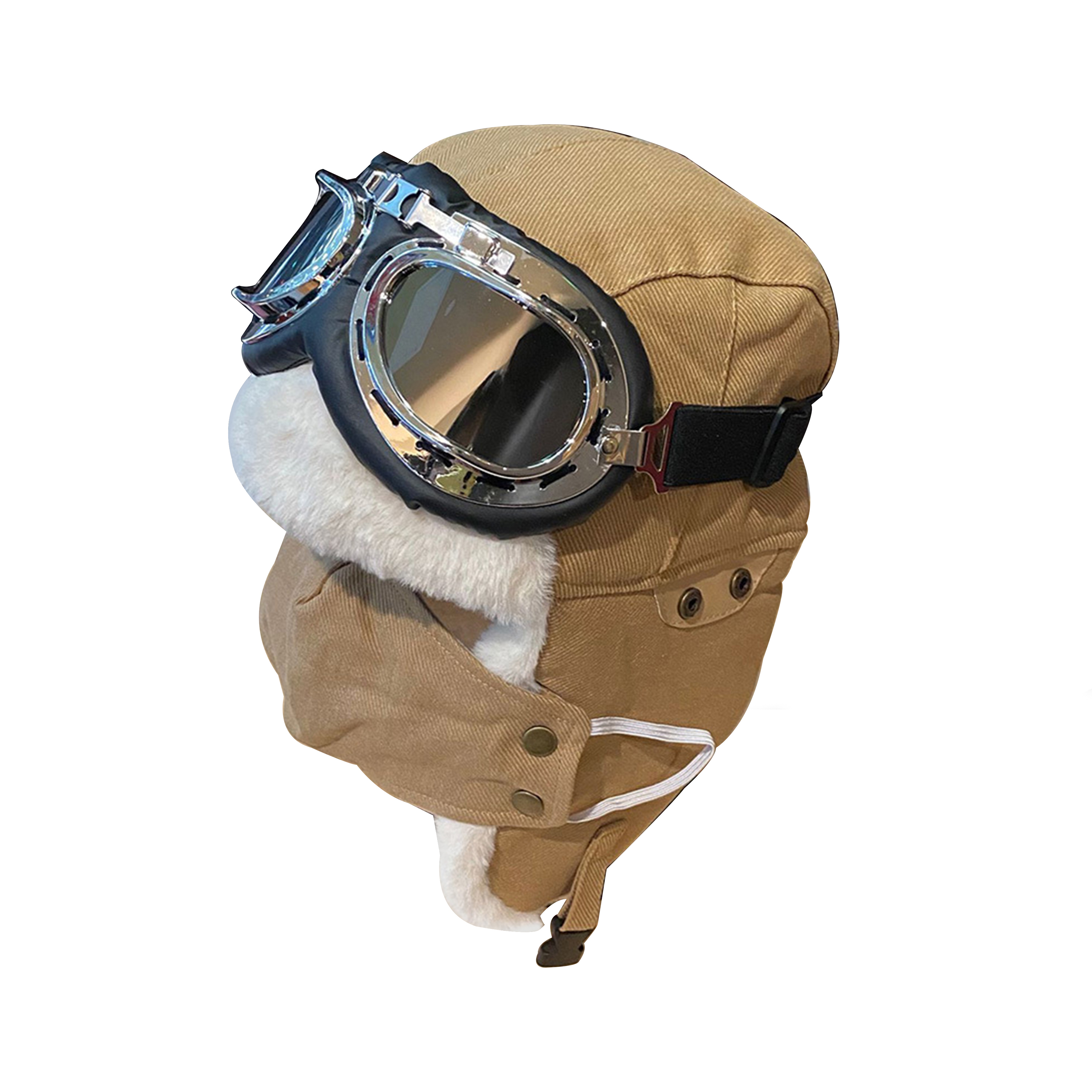 Bomber Trapper Men's Russian Winter Faux Mink Fur Pilot Aviator Ear ...