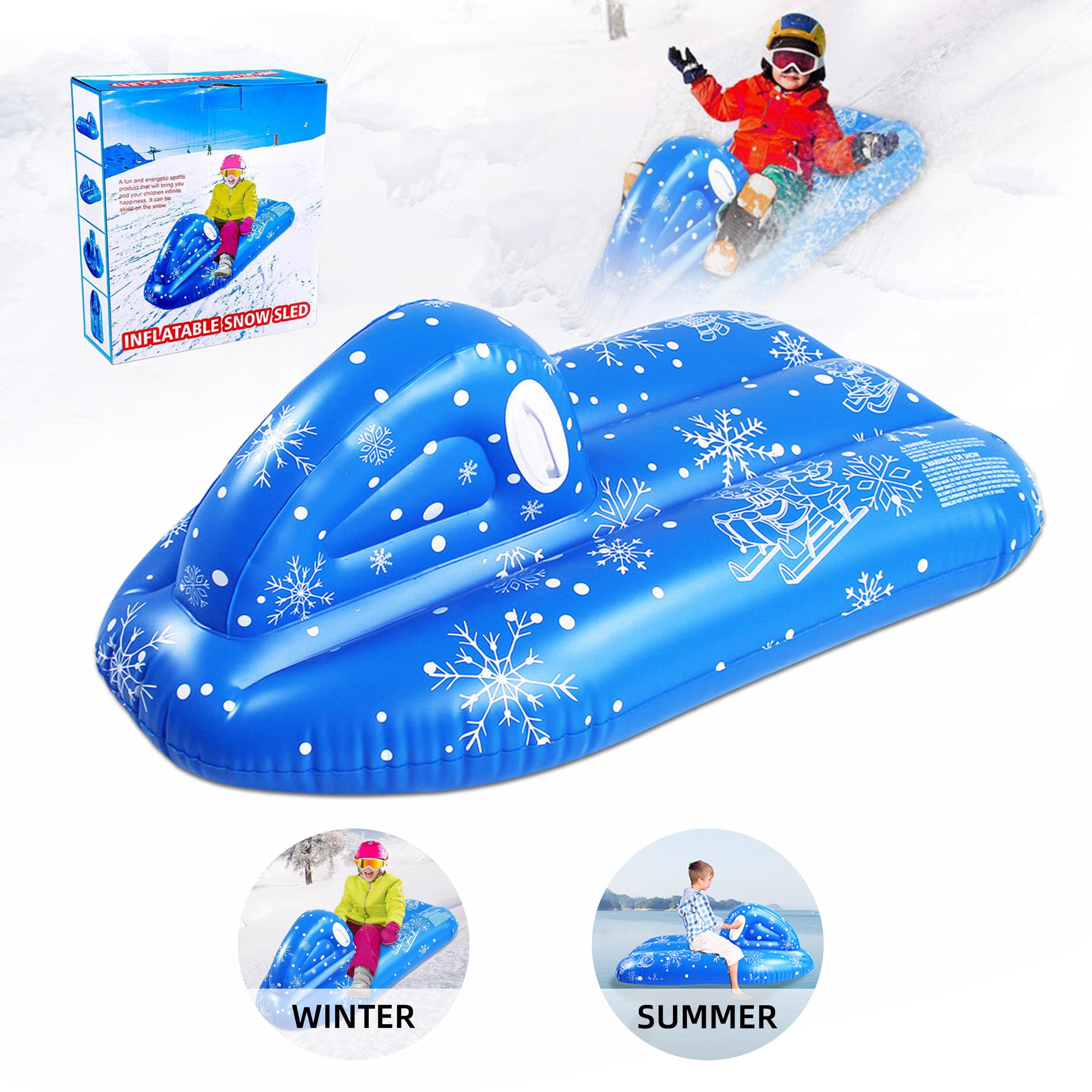 WZCPCV Kids Winter Snowmobile Inflatable Sled, Durable Plastic, 47''×27 ...