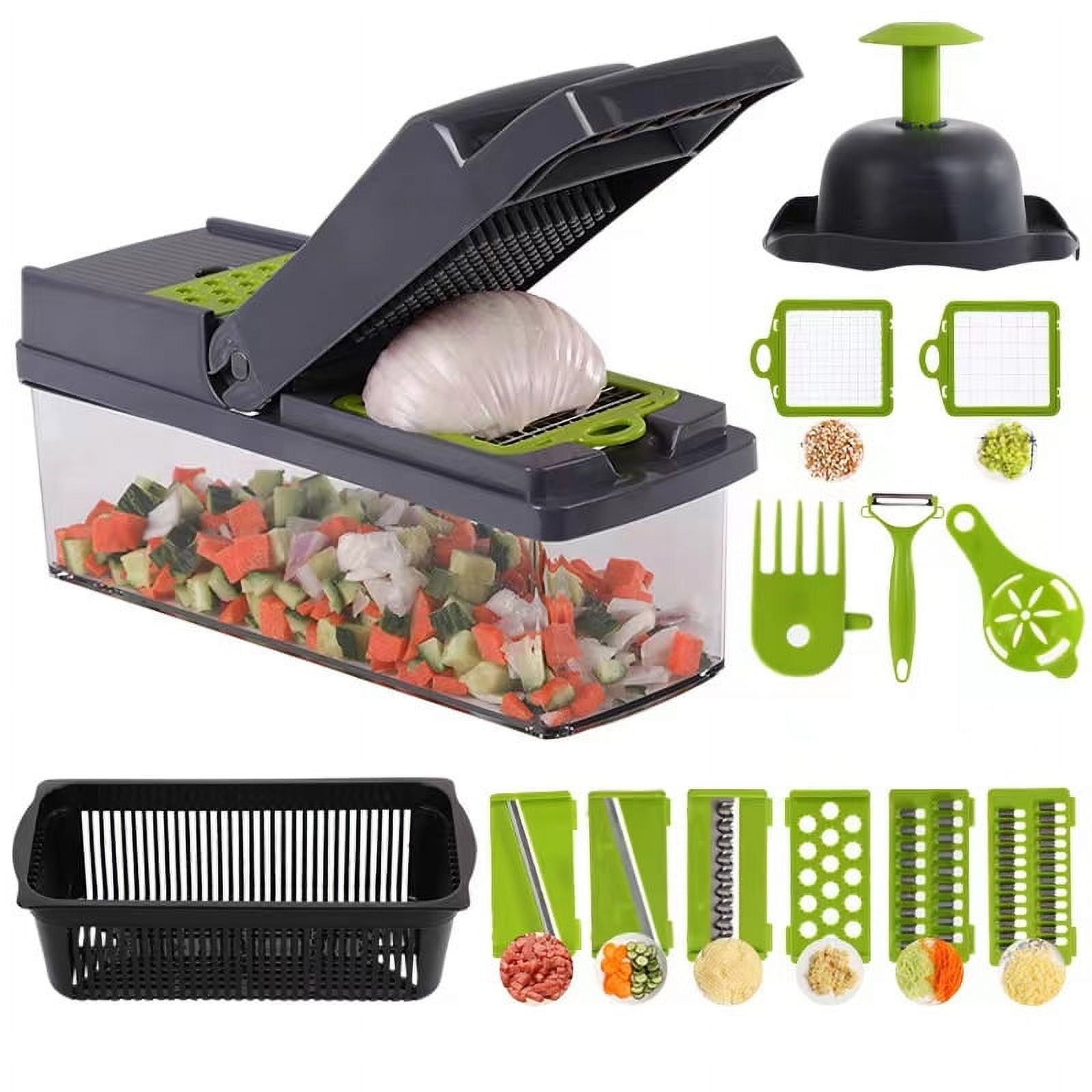 WZCPCV 15 in 1 Veggie Chopper, Multi-functional Vegetable Dicer, Food ...