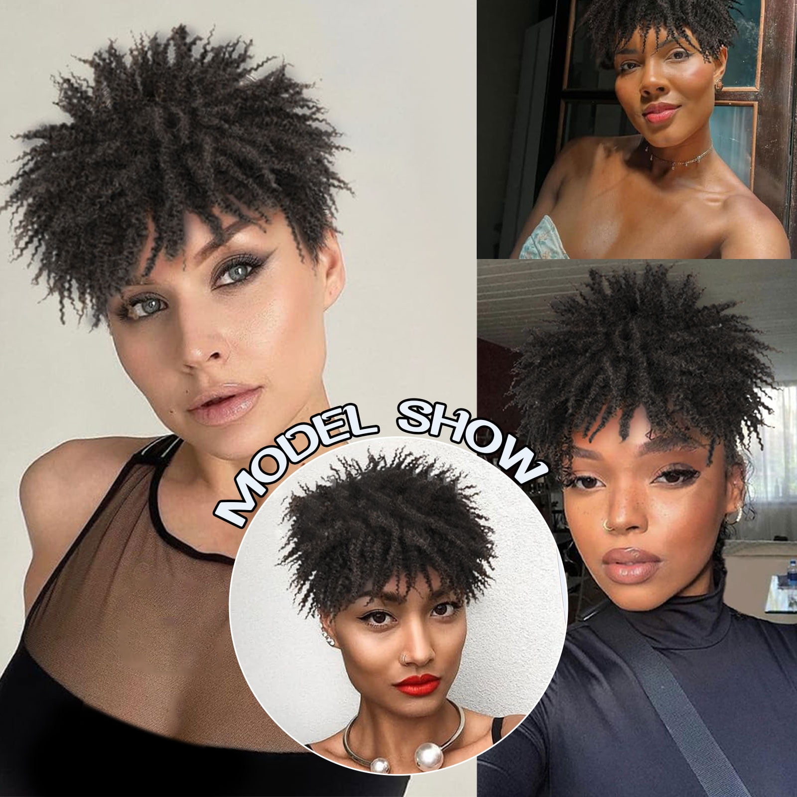 Queentas Hedgehog Wig for Women 5 Inch Short Dreadlock Wigs Wear and Go ...