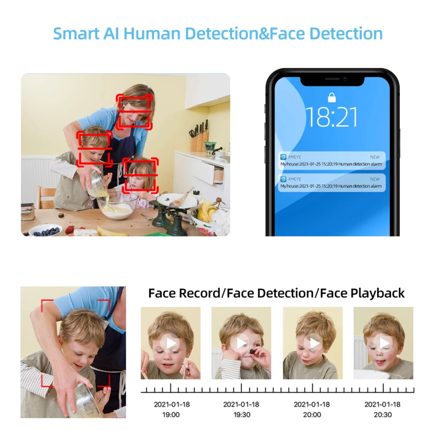 WZOQNI 8MP Face Recognition HD IP Camera IR-cut Night PoE Built-in Mic Motion Detection Plug ...