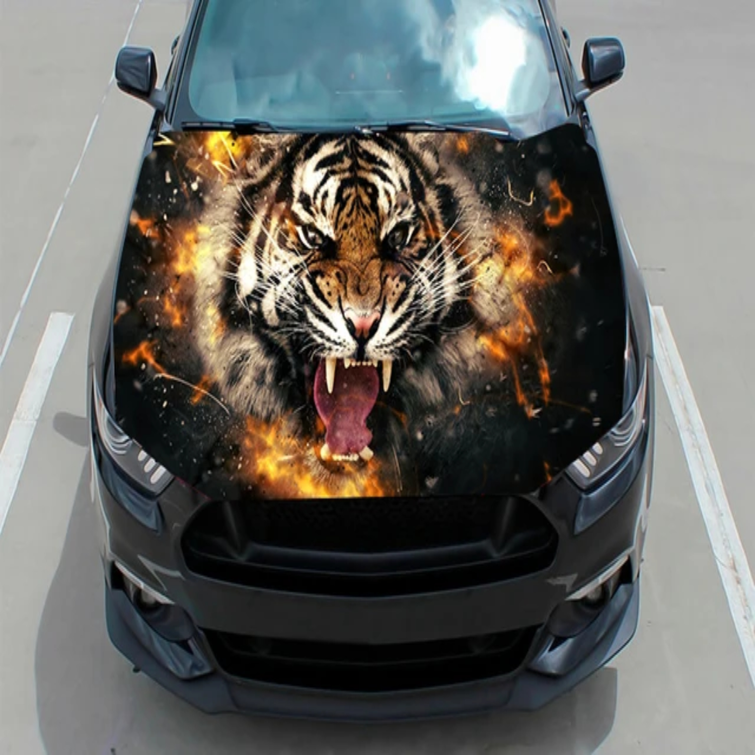 WZOQNI Ferocious tiger animal car hood decal vinyl sticker graphic ...
