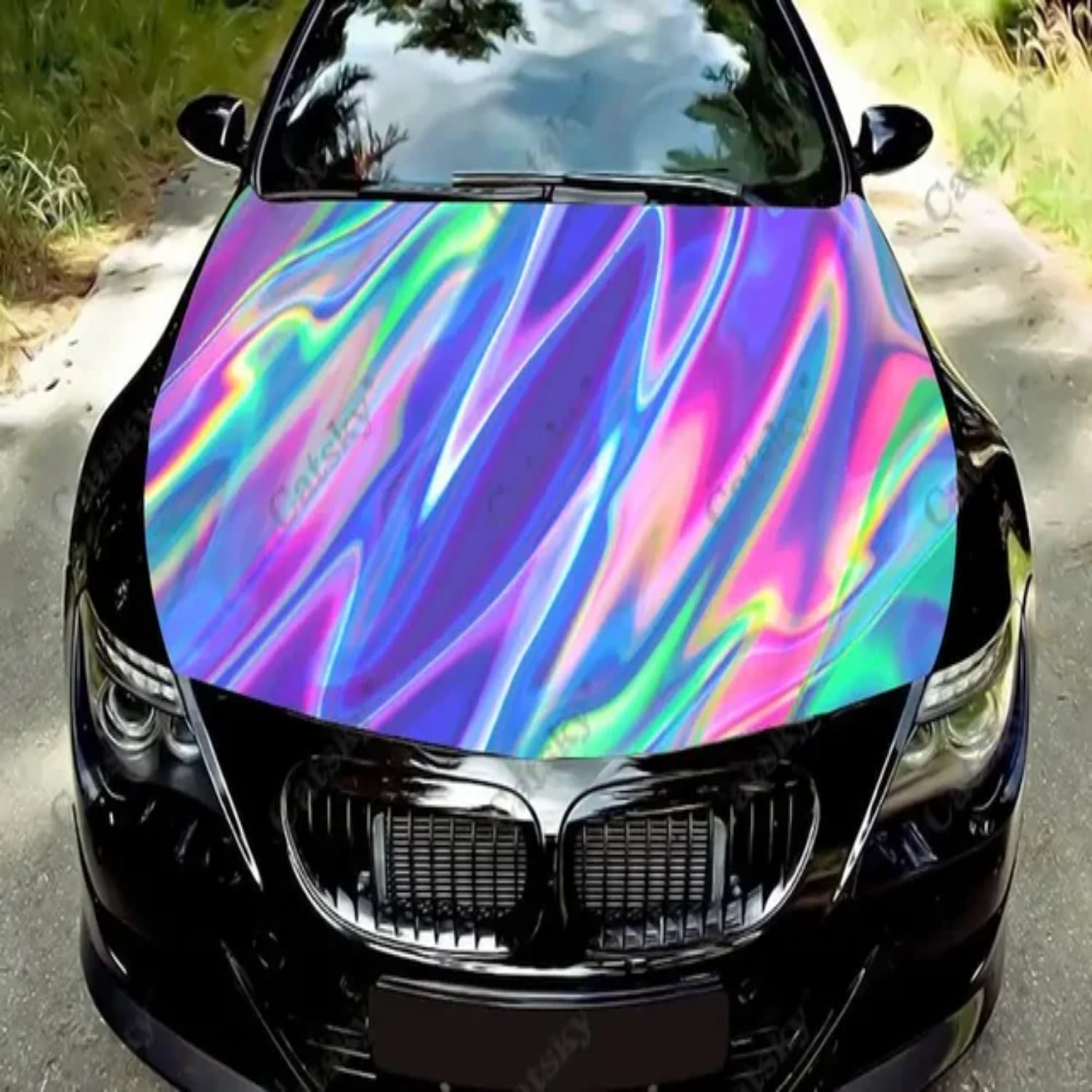 WZOQNI Holographic Rainbow Colors Car Hood Vinyl Stickers Wrap Vinyl ...