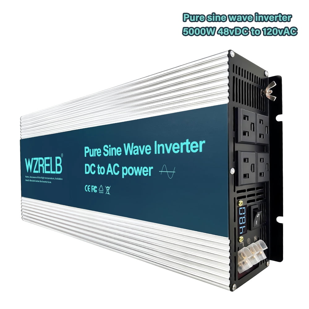 WZRELB 5000W Pure Sine Wave Inverter 48V DC to 110V 120V AC Power ...