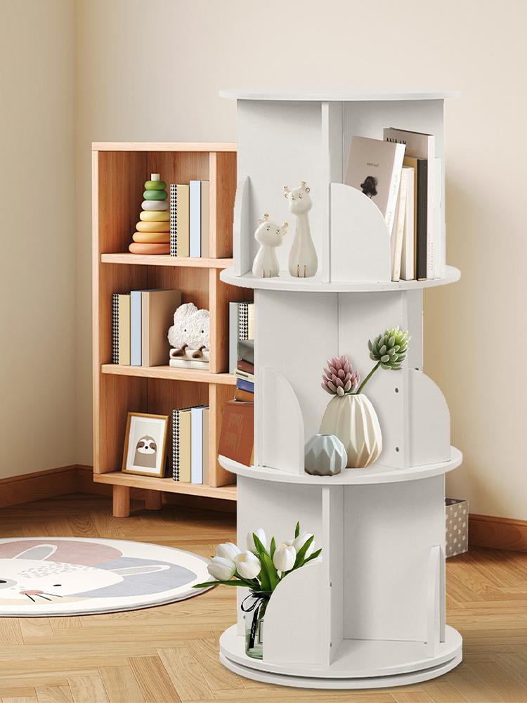 WZTO 3 Tier Small Rotating Bookshelf, Revolving Bookcase 360 Display ...