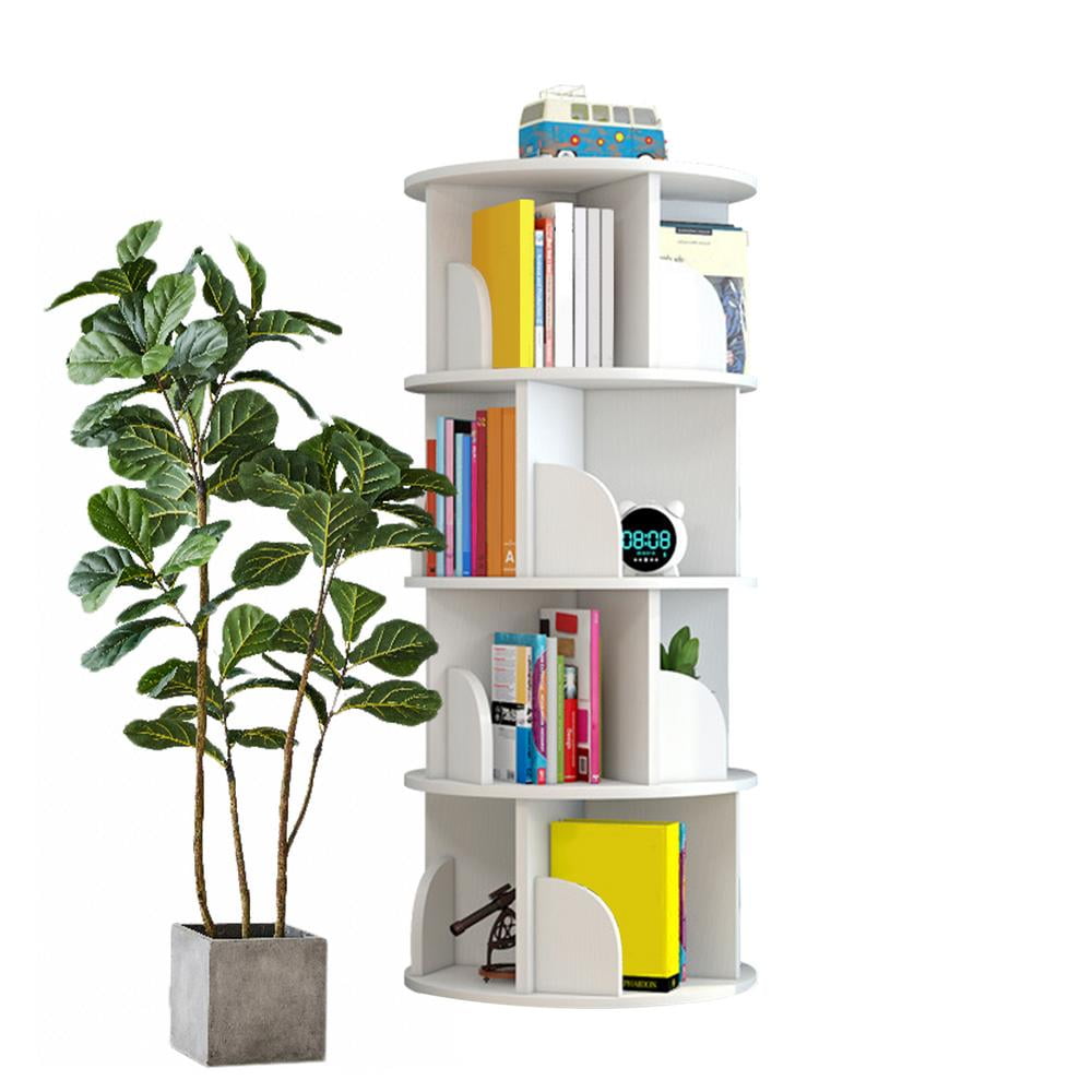 WZTO 4 Tier Rotating Bookshelf, 360 ° Display Stackable Spinning ...
