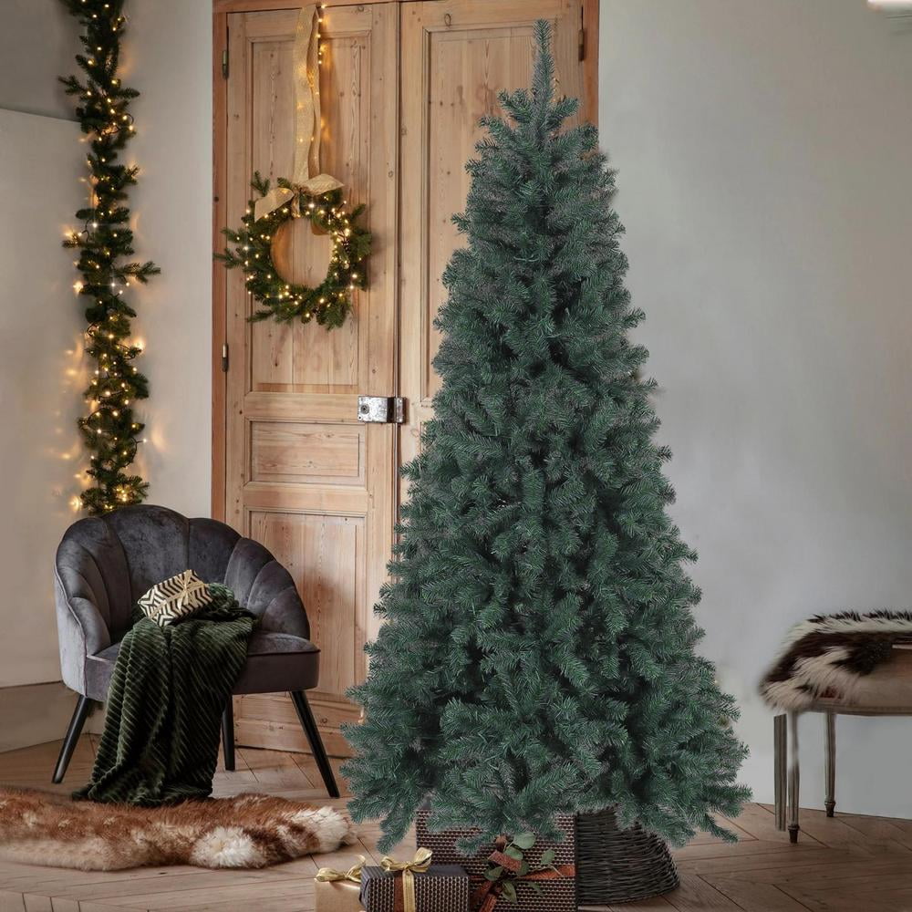 WZTO 6.5FT Snow Kissed Pine Flocked Full Christmas Tree, 40 Inches ...