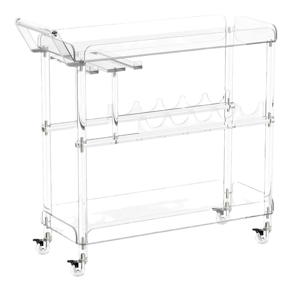 WZTO Acrylic Bar Cart Rolling Beverage Cart Lightweight Versatile Bar ...