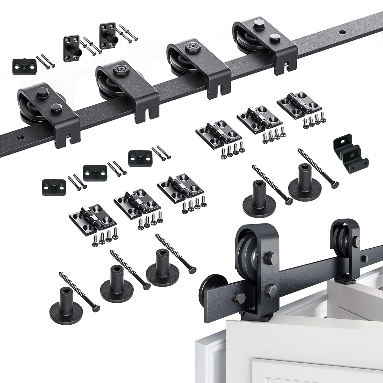 WZTO Barn Door Hardware | 76 Inches Black Bifold Sliding Door Track ...