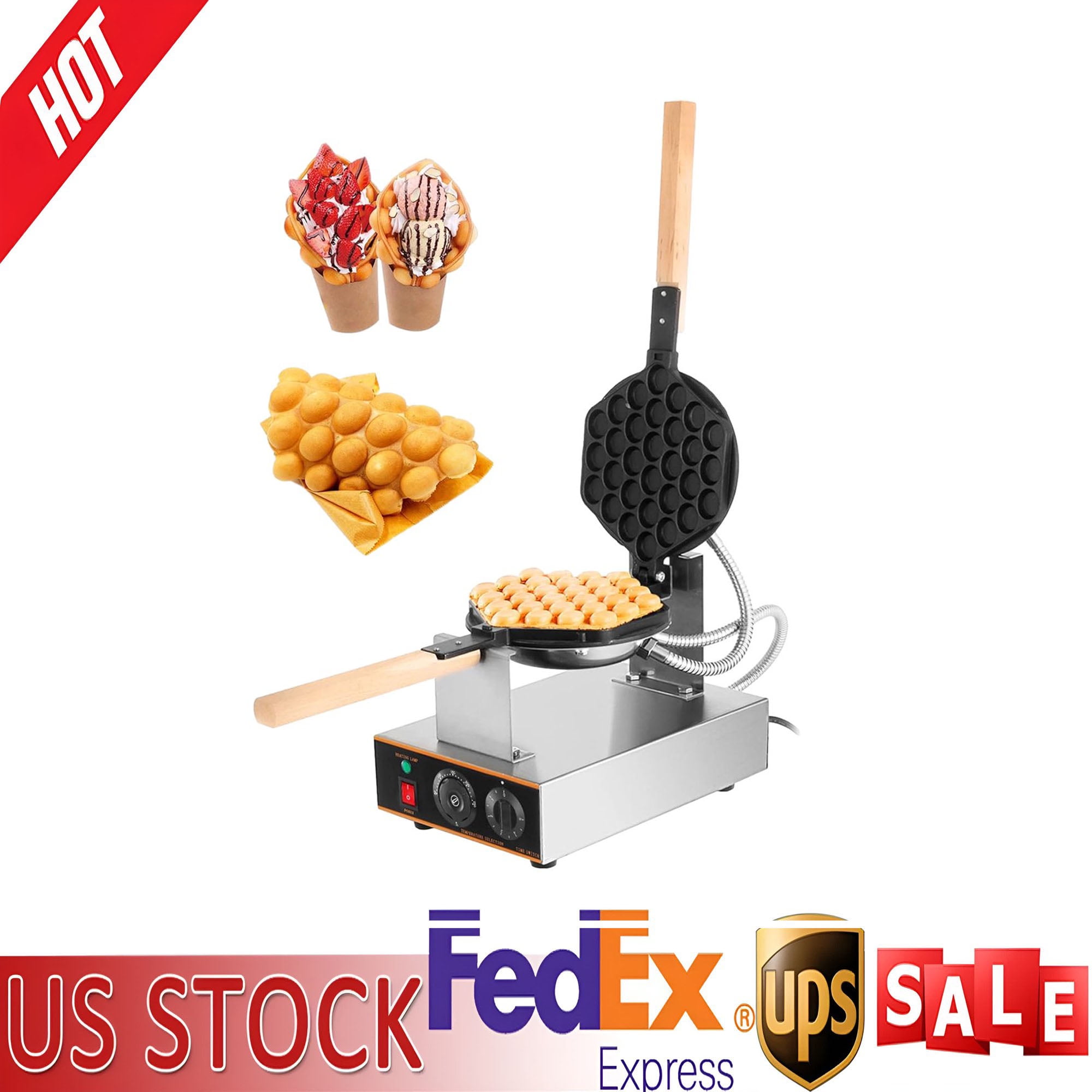 WZTO Bubble Waffle Machine | Stainless Steel 1400W Electric Bubble ...