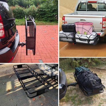 Tow Tuff 62 Inch Steel Cargo Carrier and Bike Rack, Hitch Car Vehicle ...