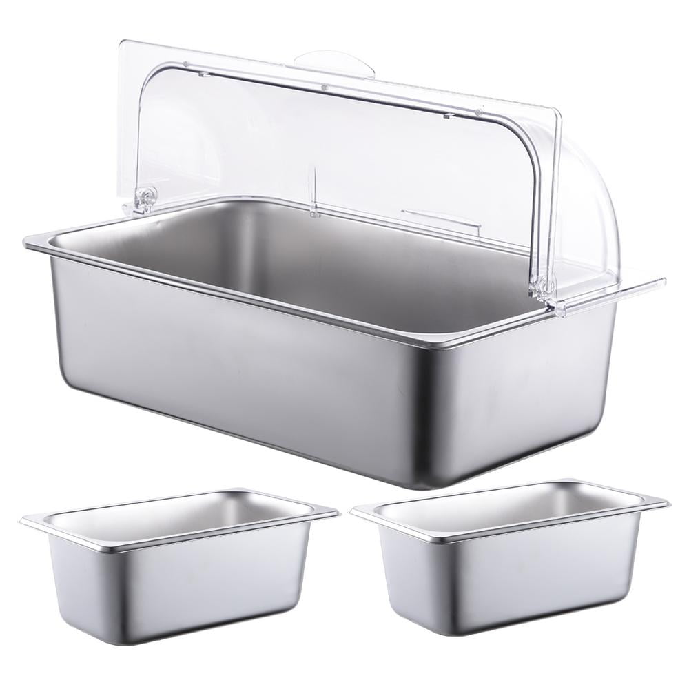 WZTO Condiment Tray 2 Compartment Salad Ice Chilled Organizer Stainless ...