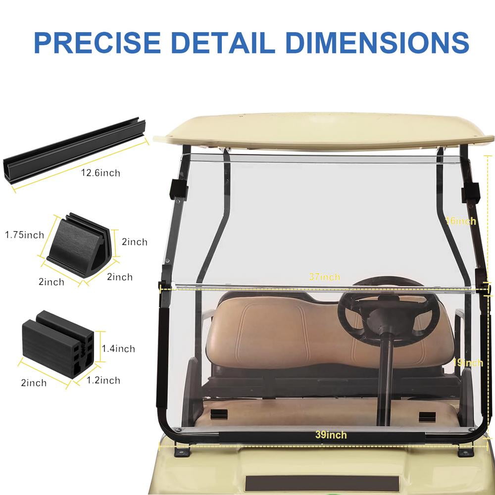 WZTO Fold Down Windshield for Golf Carts Portable Golf Cart Windshield ...
